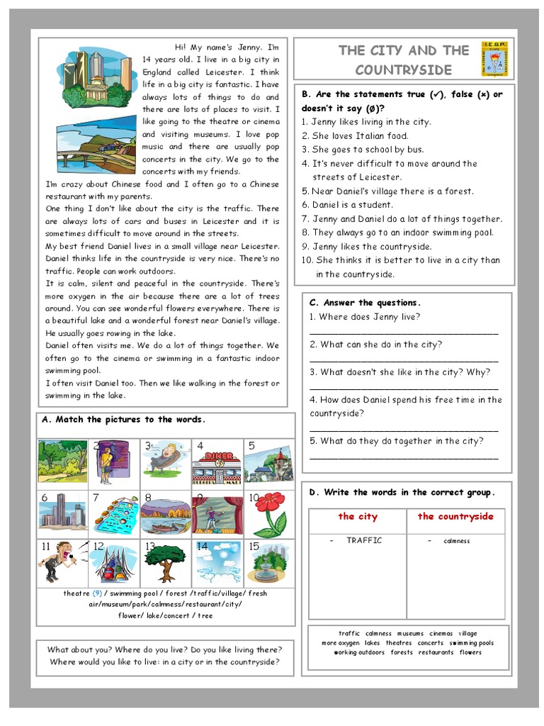 The City and The Countryside Reading-Comprehension | PDF | Theatre ...