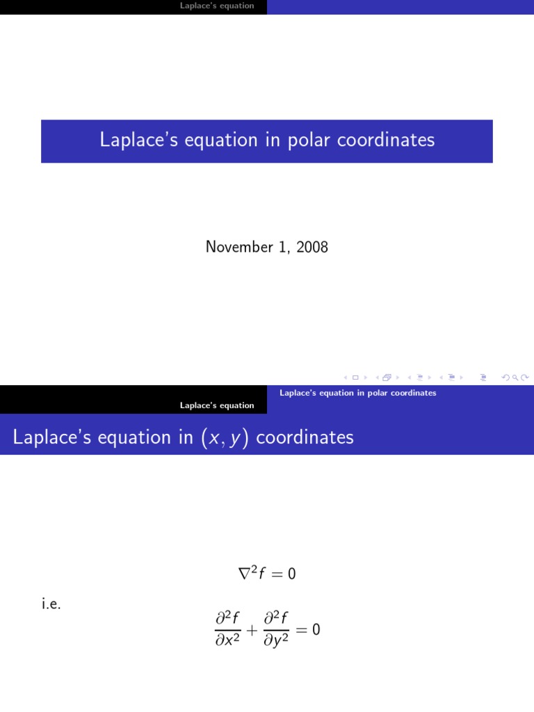 Laplace's Equation in Polar Coordinates: November 1, 2008 | PDF