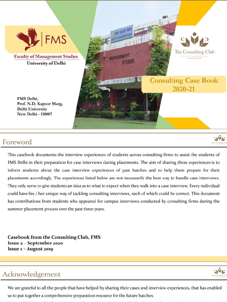 FMS Consulting Case Book | PDF