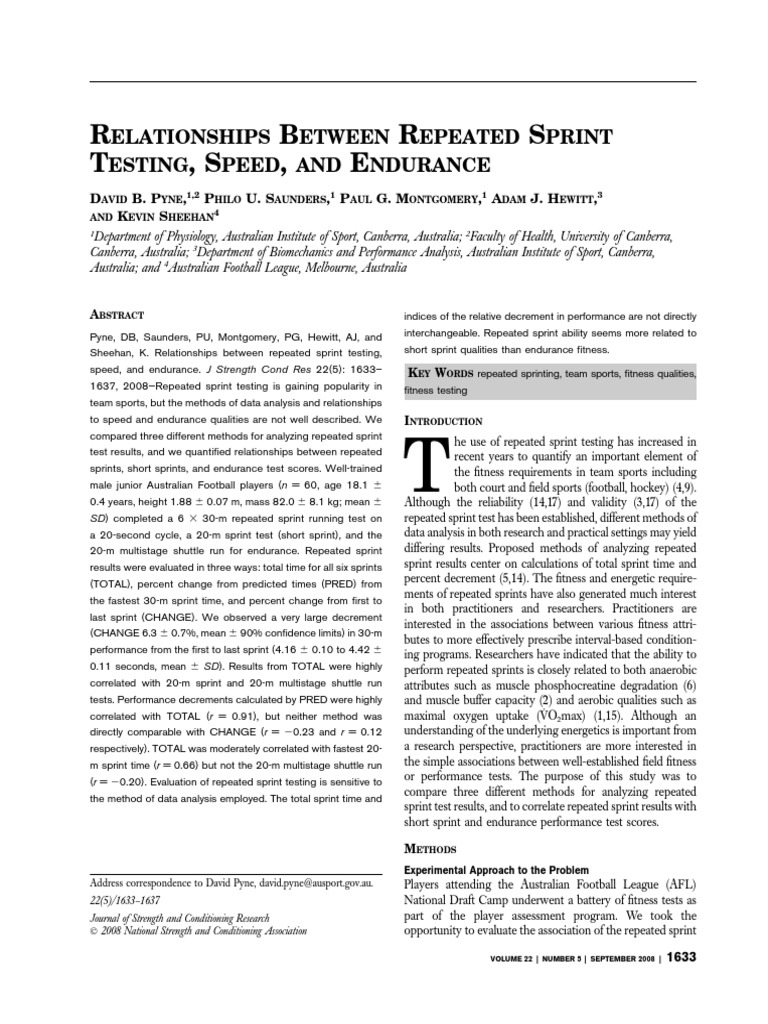 Relationships Between Repeated Sprint Te | PDF | Standard Deviation ...
