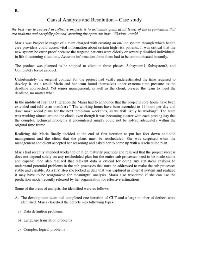 Causal Analysis and Resolution - Case Study | PDF | Causality ...