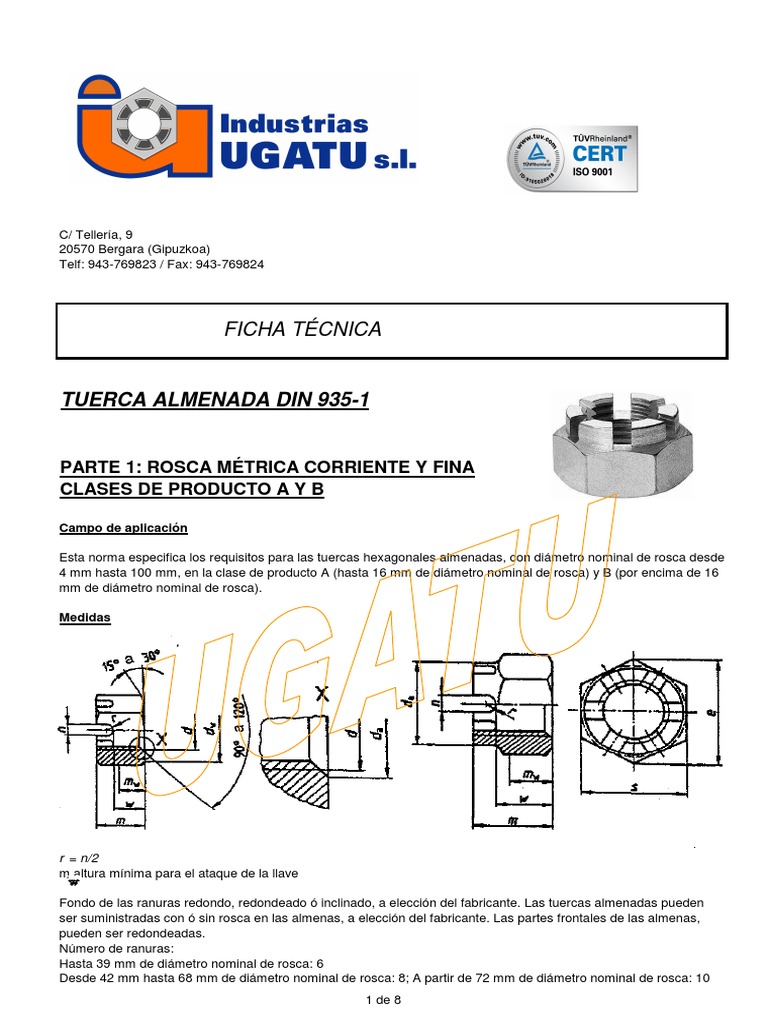 Tuerca Din 935 | PDF | Revestimiento | Procesos industriales