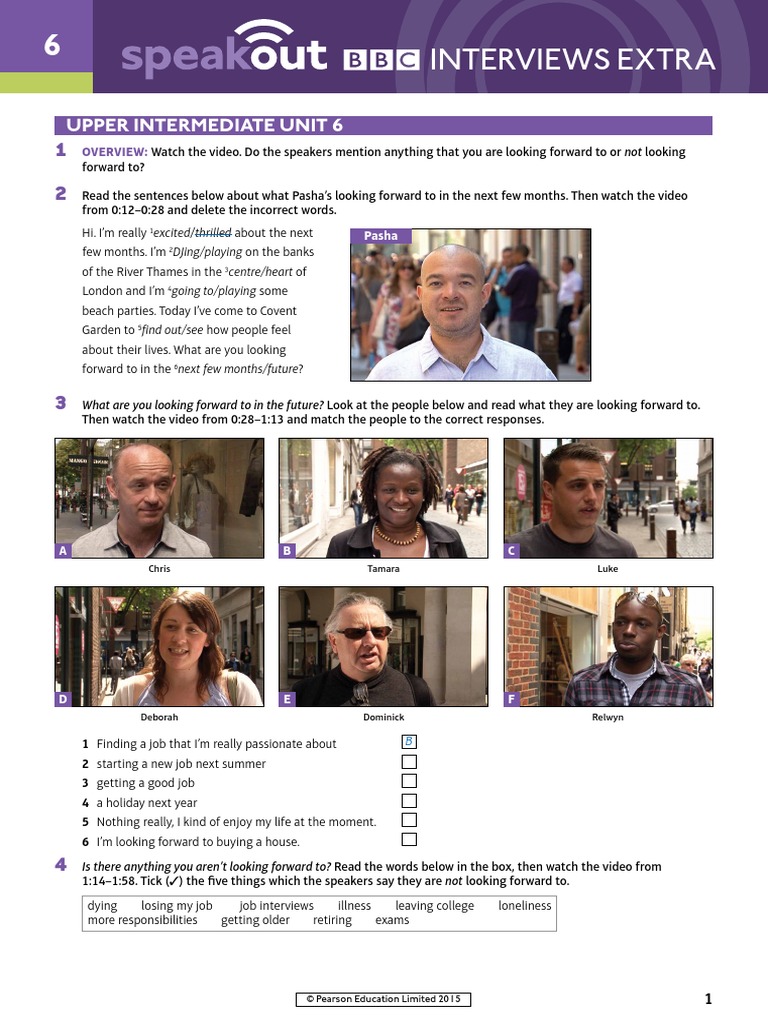 Interviews Extra: Upper Intermediate Unit 6 | PDF