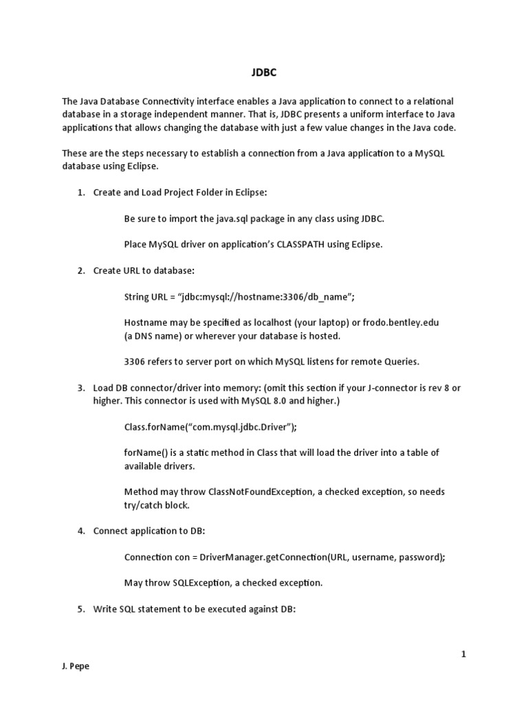 JDBC Documentation | PDF | Parameter (Computer Programming) | Metadata
