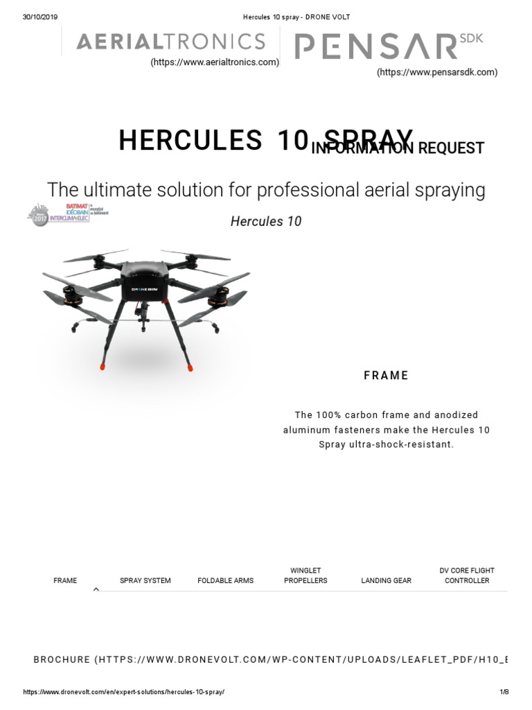 Hercules 10 Spray - DRONE VOLT | PDF | Length | Unmanned Aerial Vehicle