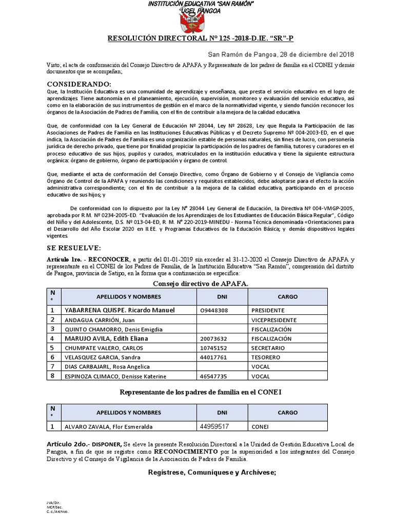 Resolución de Apafa y Conei | PDF | Institución | Instituciones sociales