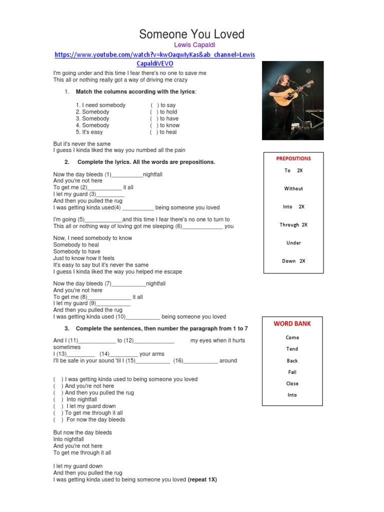 Analyzing "Someone You Loved" Lyrics | PDF | Music Industry | Recorded ...