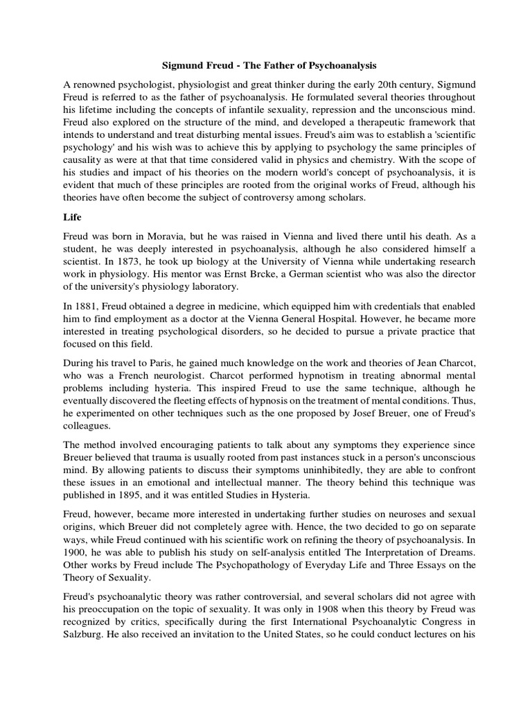 Biography of Sigmund Freud | PDF | Sigmund Freud | Psychoanalysis