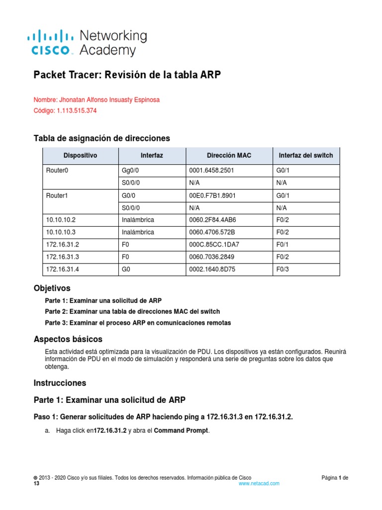 Guía de Revisión de la Tabla ARP | PDF | Conmutador de red ...