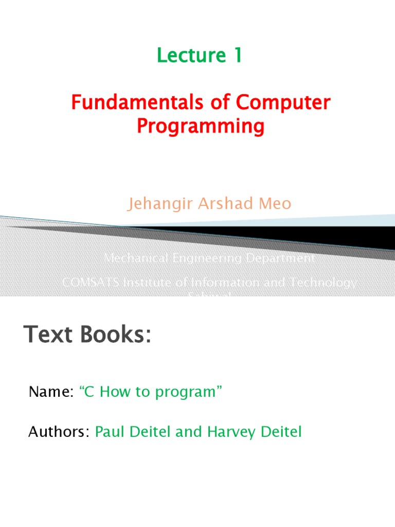 Fundamentals of Computer Programmin: Jehangir Arshad Meo | PDF | Computer Data Storage | Random ...