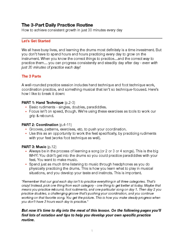 The 3-Part Daily Practice Routine PDF | PDF | Rhythm And Meter ...