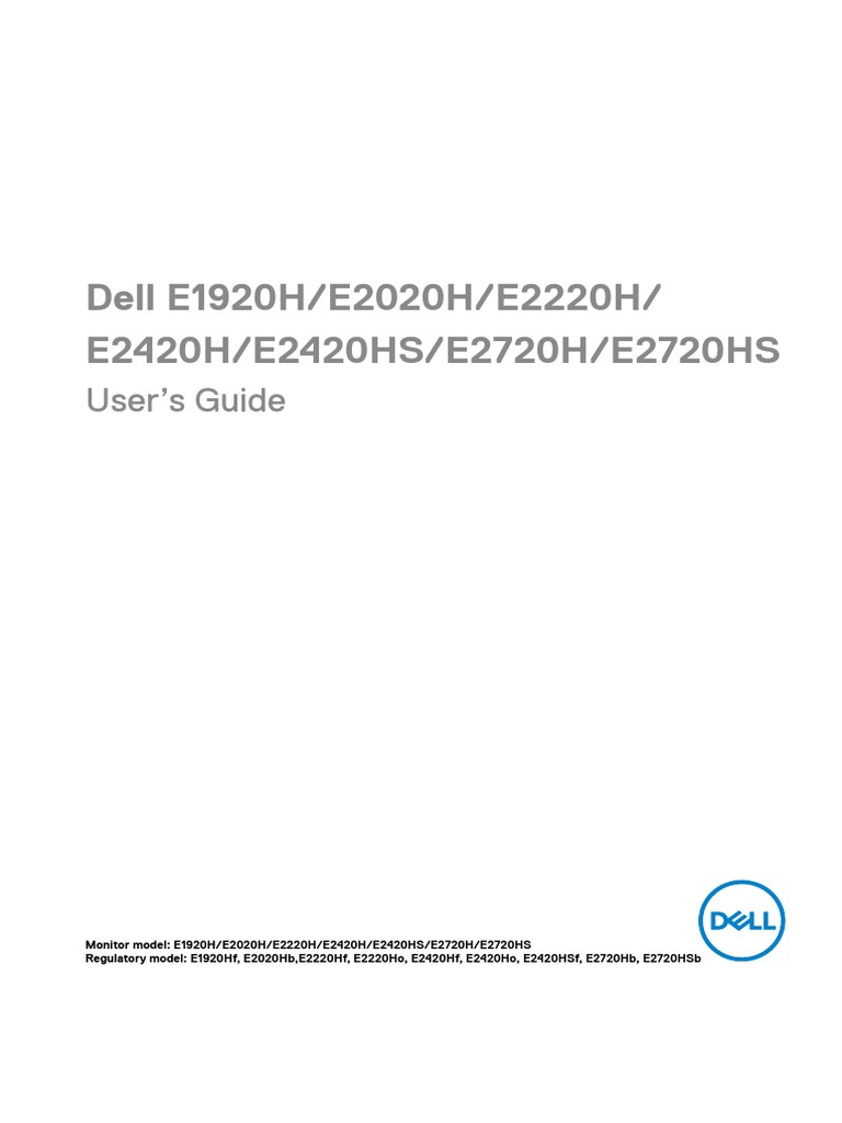 Dell E2020H Monitor - User's Guide - en Us PDF | PDF | Computer Monitor ...
