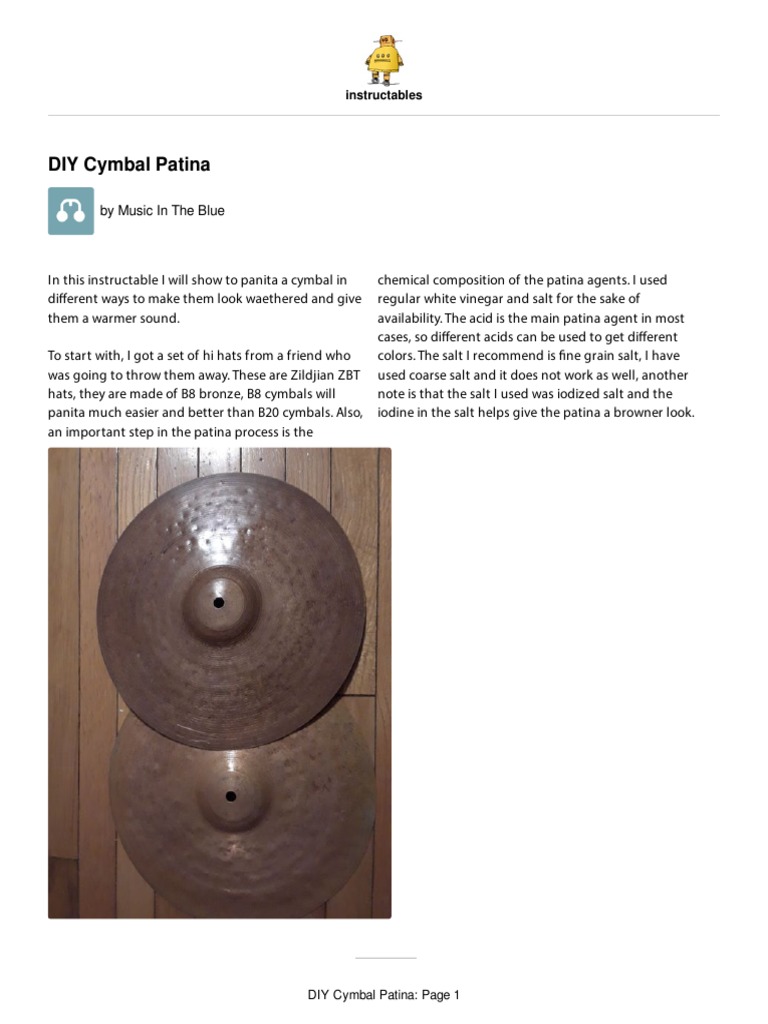 DIY Cymbal Patina: Instructables | PDF | Salt | Metals