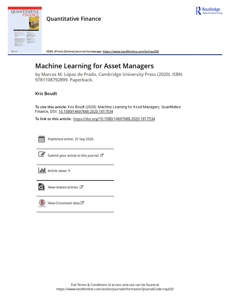 Machine Learning For Asset Managers: Quantitative Finance | PDF | Books ...