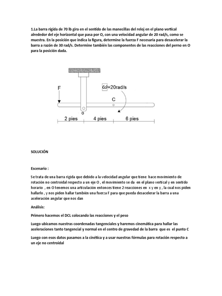 Ejercicio Cinetica Del Cuerpo Rigido-Jostyn Con Analisis | PDF | Cinemática | Rotación
