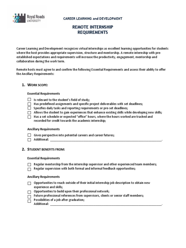 Remote Internship Requirements | PDF | Internship | Job Hunting