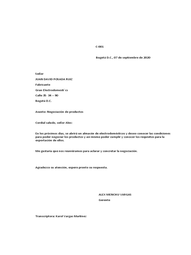Carta. Estilo Bloque | PDF