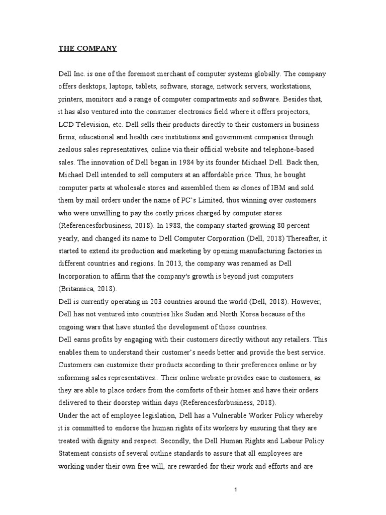 Dell Principles of Management Assignment | PDF | Dell | Gross Domestic ...