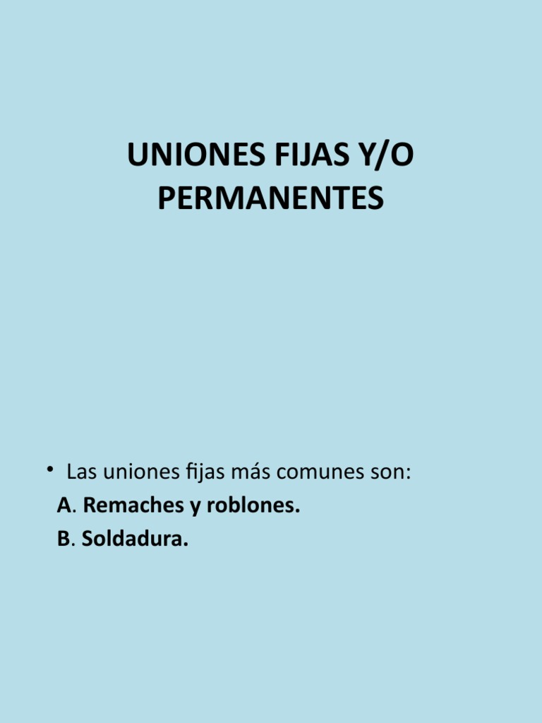 Tipos de Uniones Fijas en Metal | PDF | Tornillo | Soldadura