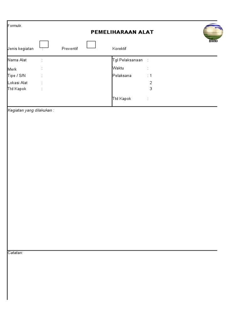 Form Pemeliharaan KOMPLIT | PDF