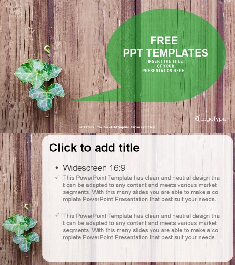 Green Plant Nature PowerPoint Templates Widescreen | PDF