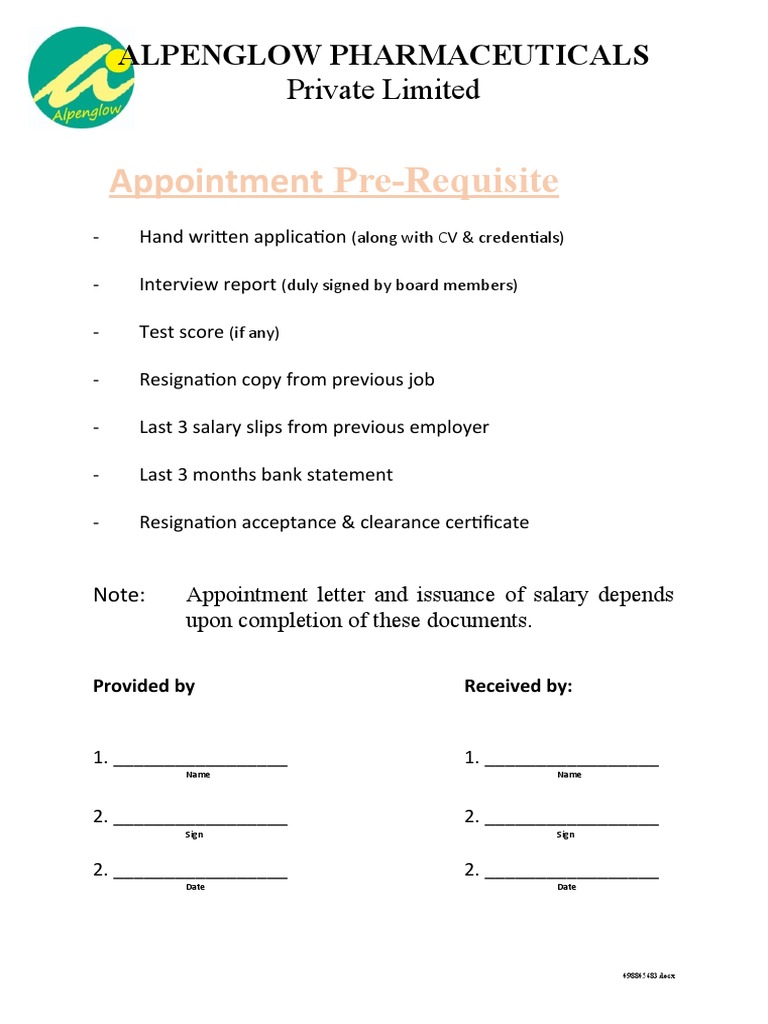 Appointment Pre-Requisite: Alpenglow Pharmaceuticals | PDF