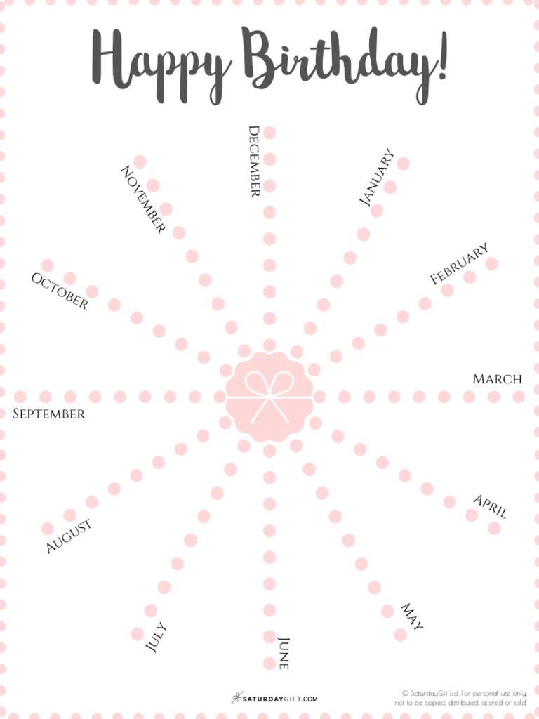 Printable Birthday Tracker SaturdayGift | PDF