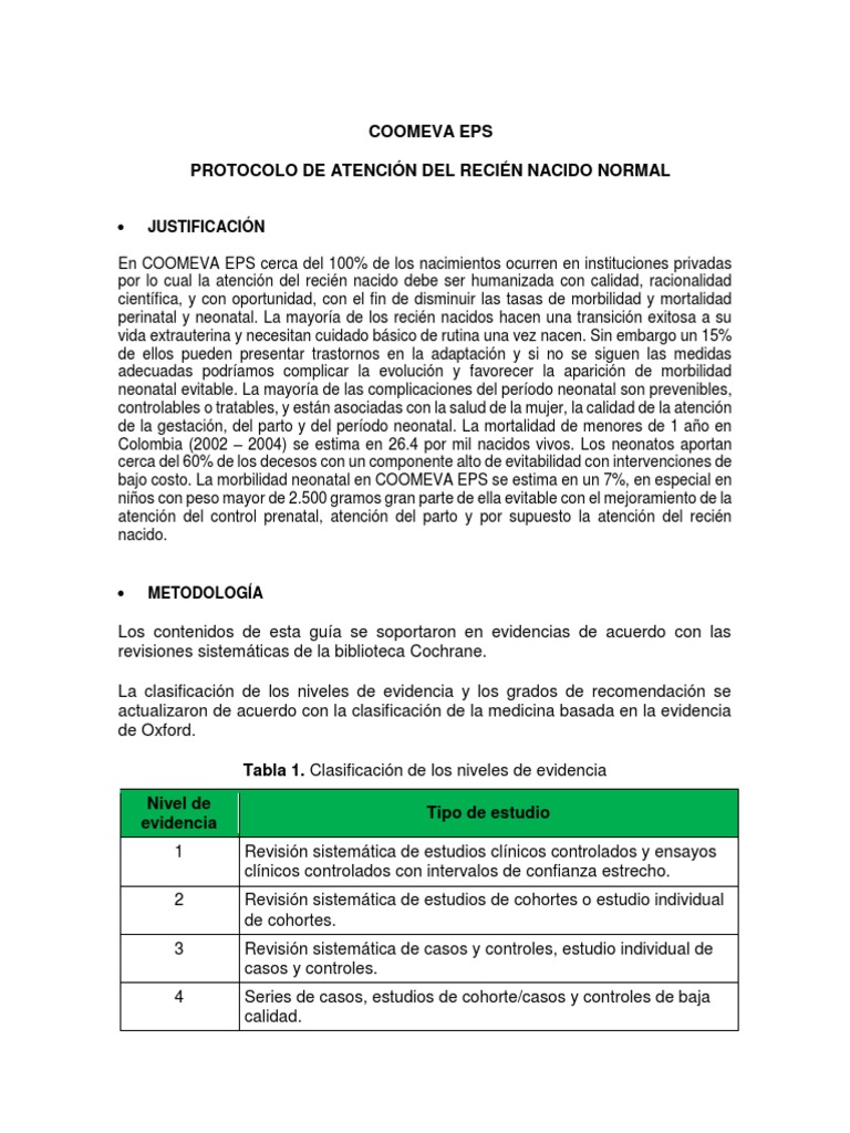 Version Final Protocolo de Atención Del Recién Nacido Normal | PDF ...