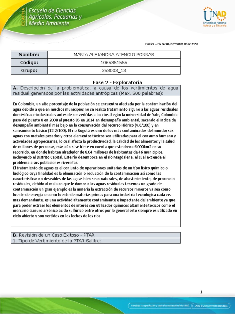 Plantilla 1 - Fase 2 - Exploratoria | PDF | Aguas residuales | Agua