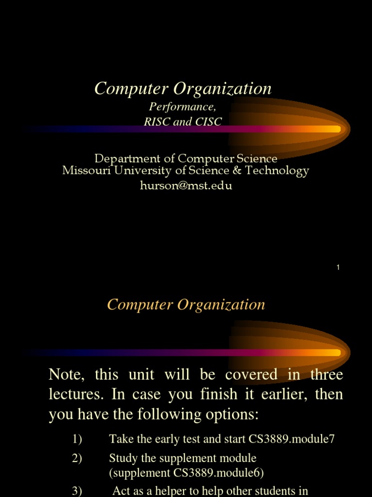 Computer Organization: Performance, Risc and Cisc | PDF | Central ...
