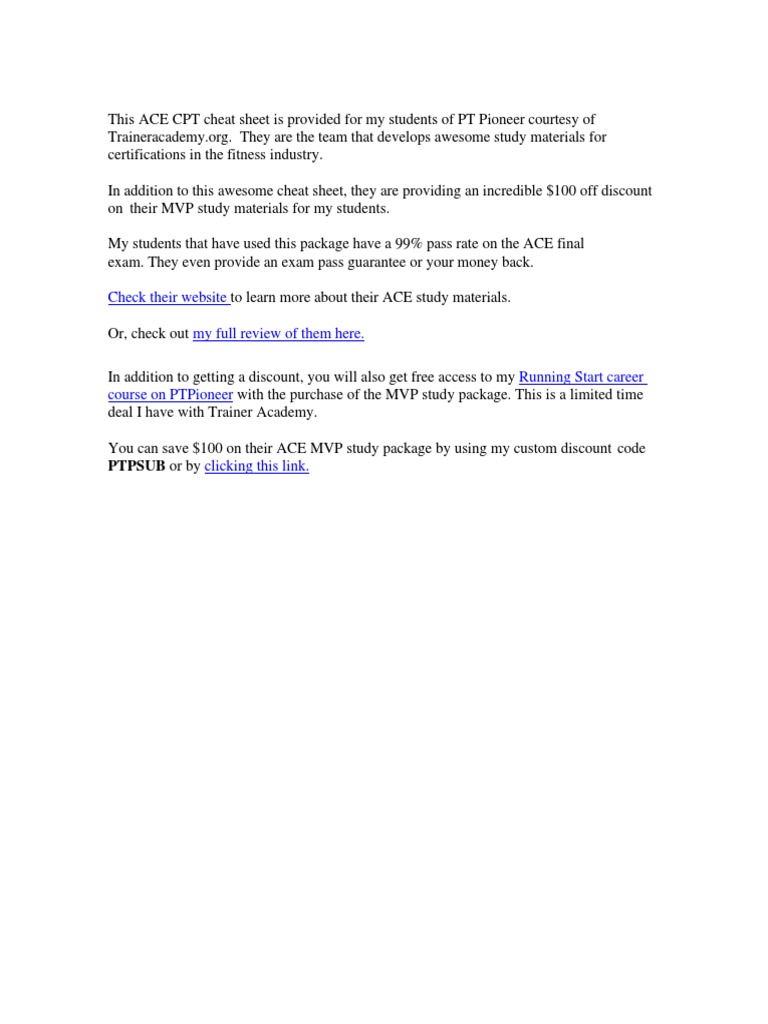 ACE Cheat Sheet New | PDF | Vertebral Column | High Density Lipoprotein