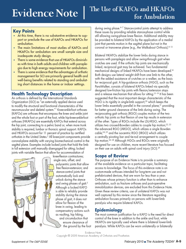 2010 The Use of KAFOs and HKAFOs For Ambulation | PDF | Clinical ...