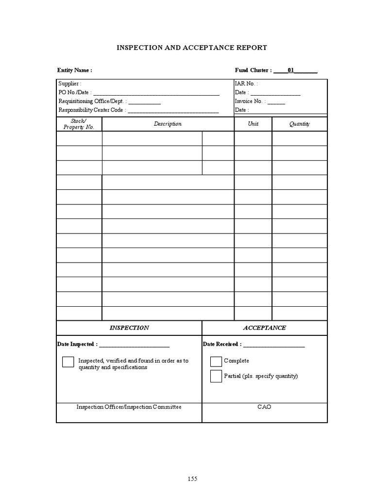 Inspection and Acceptance Report Template | PDF