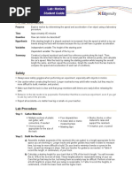 Toy Car Motion Lab Experiment | PDF | Acceleration | Velocity