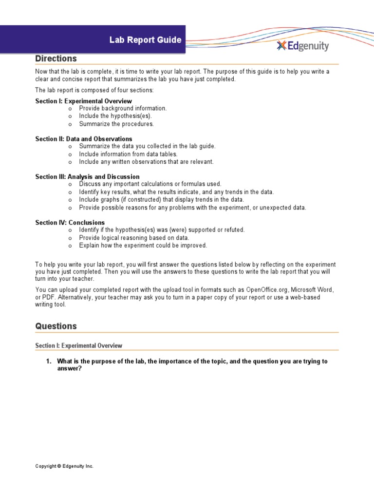 Lab Report Guide | PDF | Experiment | Hypothesis