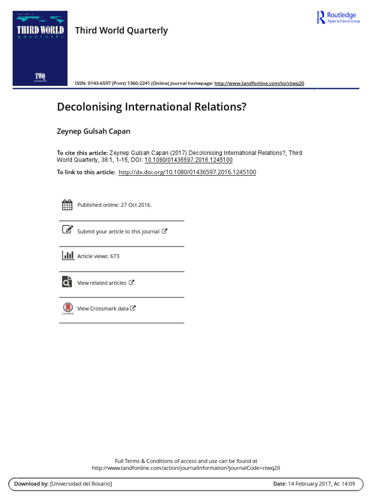 Capan - Postcolonialism and Decolonial IR Theory | PDF ...