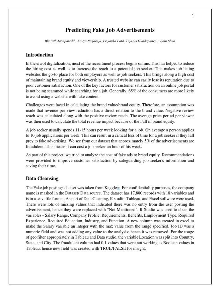 Predicting Fake Job Advertisement | PDF | Analytics | Brand