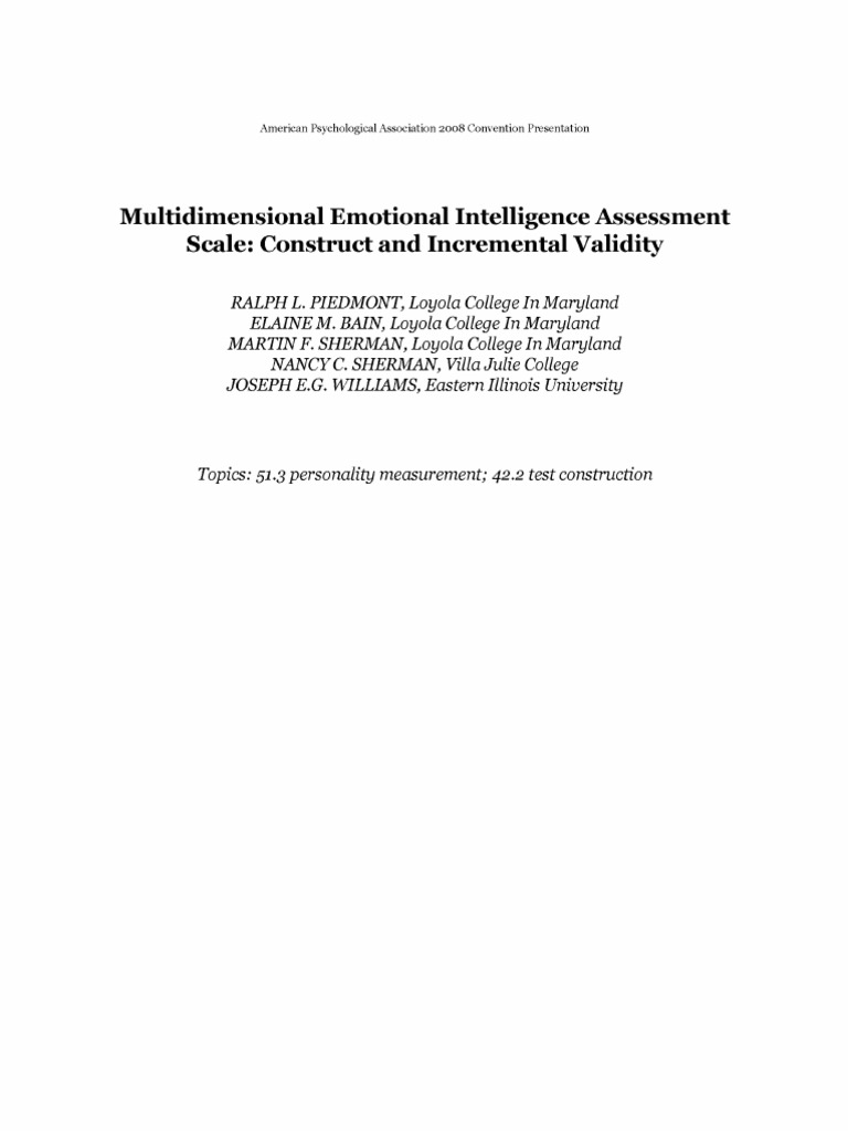 MEIA: Construct and Incremental Validity | PDF | Emotional Intelligence ...