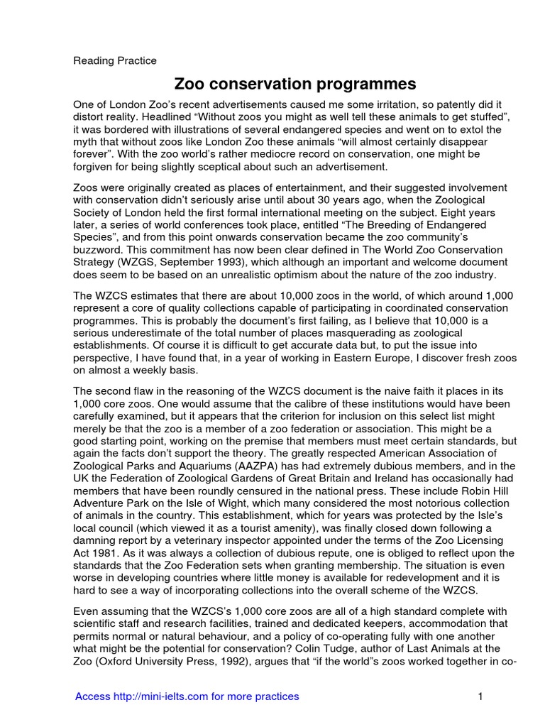 Zoo Conservation Programmes | PDF | Zoo