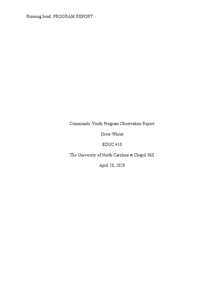 Community Youth Program Observation Report | PDF | Psychological ...