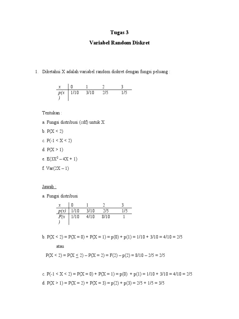 Statistika: Variabel Random Diskret | PDF | Teaching Methods & Materials