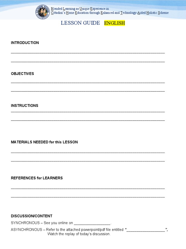 Lesson Guide English | PDF