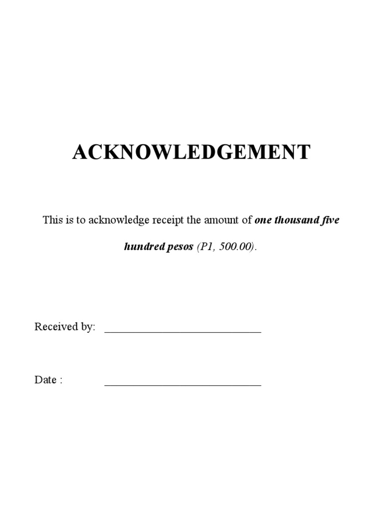 ACKNOWLEDGEMENT Receipt | PDF | Law