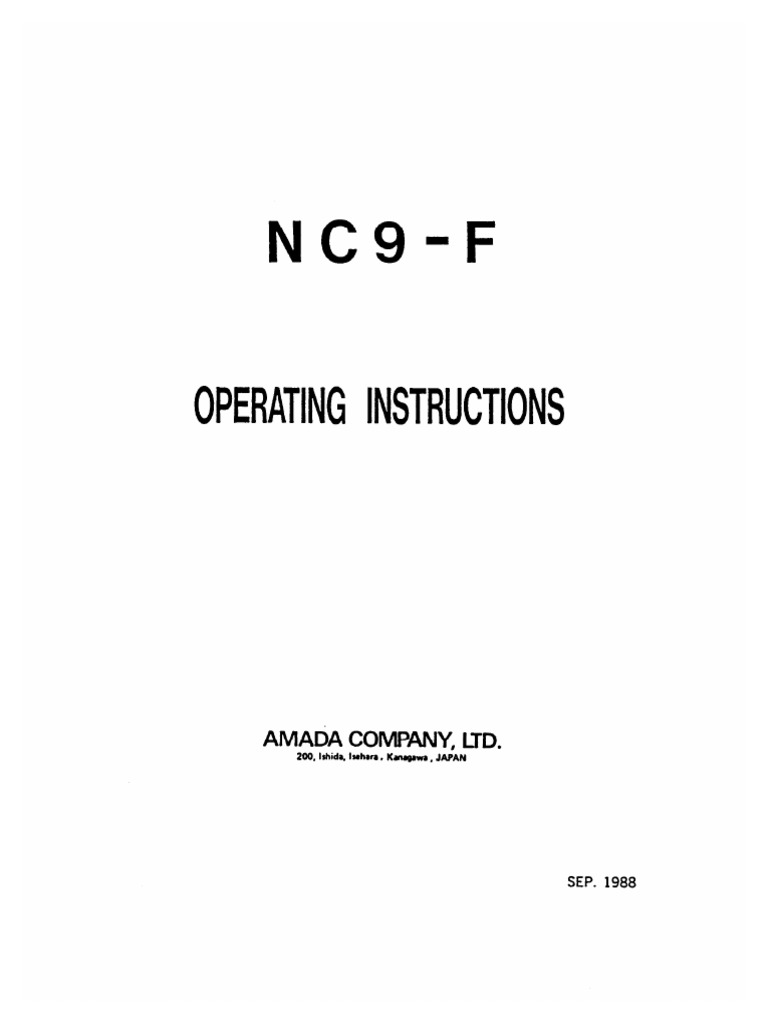 NC9-F Operator's Manual (Sep-88) PDF | PDF