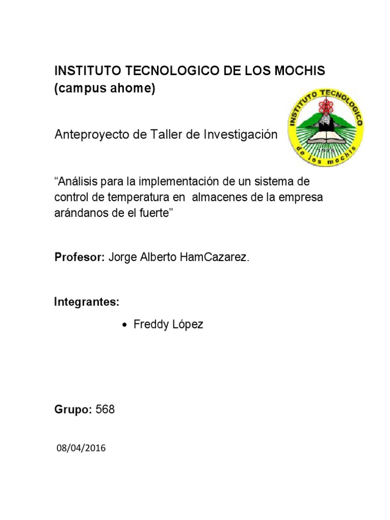 Anteproyecto Profe Ham Arandanos Modificado | PDF | Temperatura | Agua