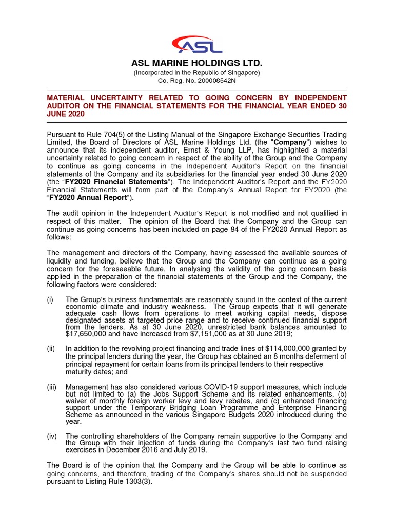 Null 0e5tk5qkxvu6yb5a.1 | PDF | Going Concern | Auditor's Report