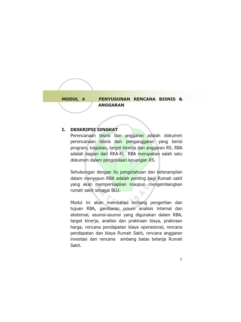 Penyusunan RBA untuk Rumah Sakit | PDF