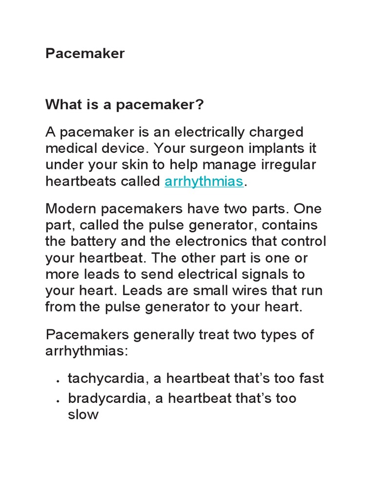 Pacemaker | PDF | Artificial Cardiac Pacemaker | Heart Rate