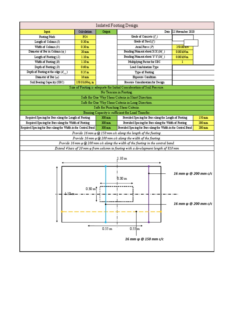 Isolated Footing Design | PDF | Continuum Mechanics | Civil Engineering