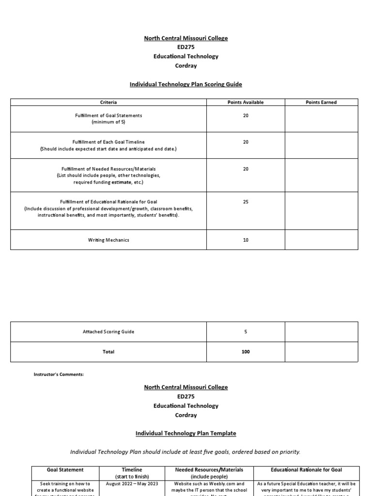 Ed275 Individual Technology Plan Template | PDF | Special Education | Educational Technology
